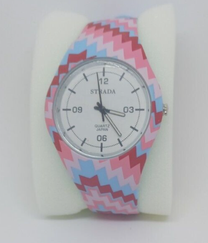 STRADA Watch Womens Multi Color Pink & Blue Silicone Band Stainles ...