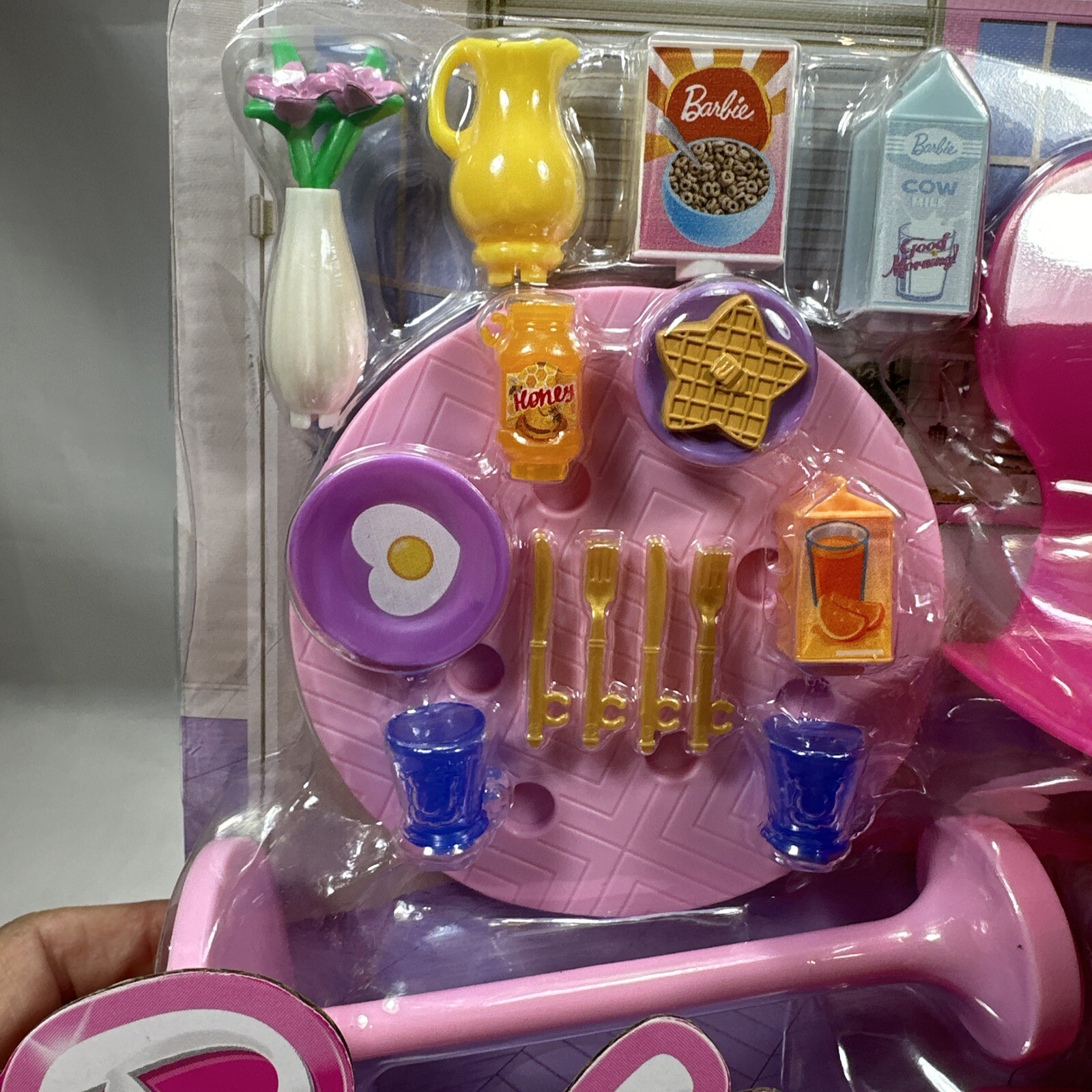 BARBIE ACCESSORY SET BREAKFAST STORY- TABLE CHAIRS FOOD BARBIE CEREAL ...