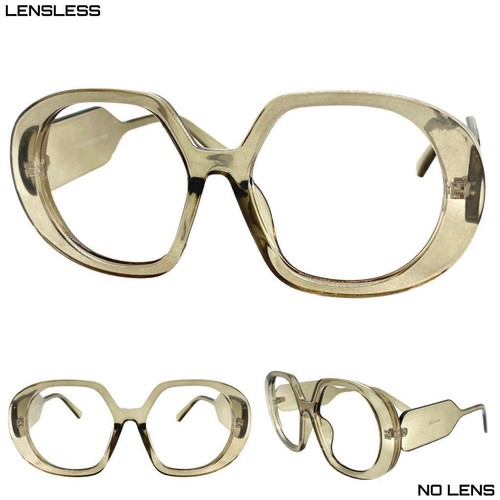 Oversized Exaggerated Retro Large Gray Lensless Eye Glasses Frame Only ...