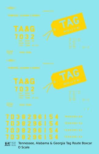 K4 O Scale Decals Tennessee, Alabama and Georgia 40 Ft Boxcar Yellow ...