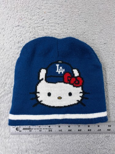 Hello Kitty x Los Angeles Dodgers Beanie Adult Blue Knit MLB Reversible ...