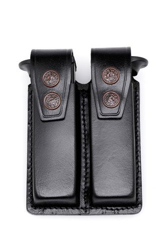 Leather Double Magazine Case - Most 9mm, .40 Double Stack Metal Mags ...