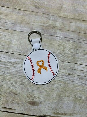 Baseball Cancer Awareness ORANGE Ribbon Key Chain | eBay
