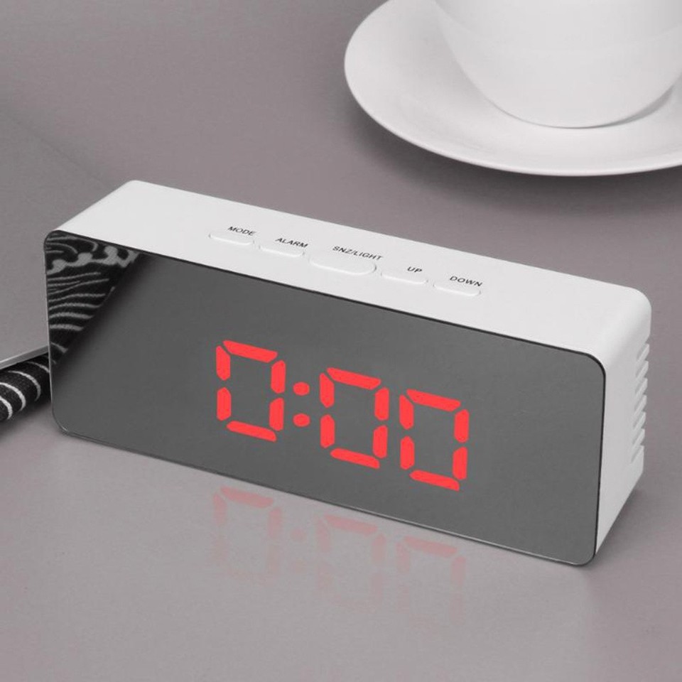 Led Alarm Clock Mirror Clock Led Display Clock Multi-function Mirror ...