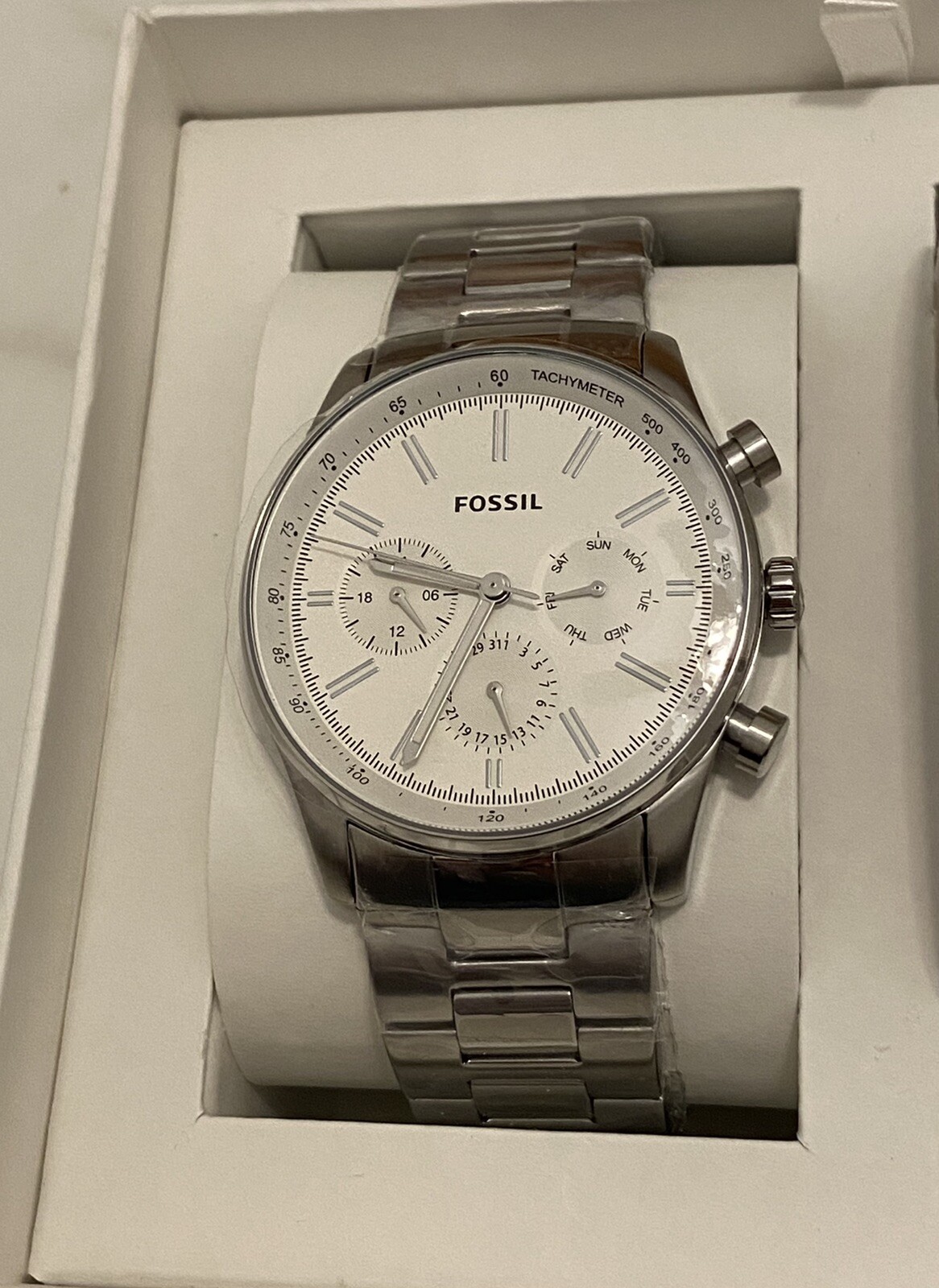 Fossil BQ2644SET Silver Black Chronograph Stainless Steel 3ATM Couples ...