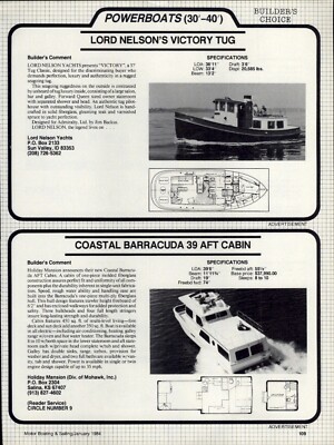1984 PAPER AD BOAT Lord Nelson Coastal Barracuda Defever Trawler Grand ...