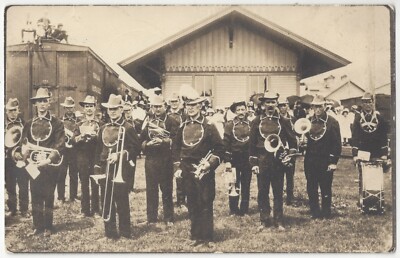 1915 Chicago, Illinois REAL PHOTO Musical Brass Instrument Band ...