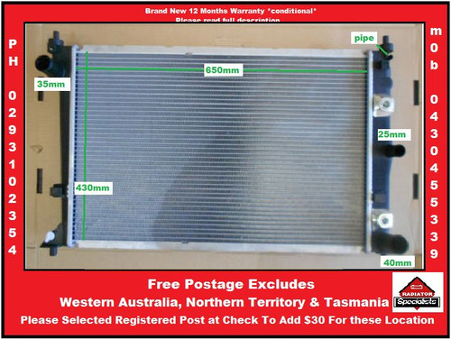 Radiator For Ford Territory SY SX 2WD 4WD 6Cly & 6Cly Turbo 2004-2011 ...
