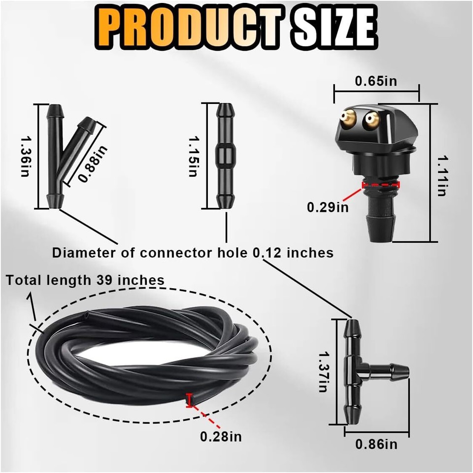 Car Front Windshield Washer Nozzles, Washer Nozzle Kit Car Double-hole ...