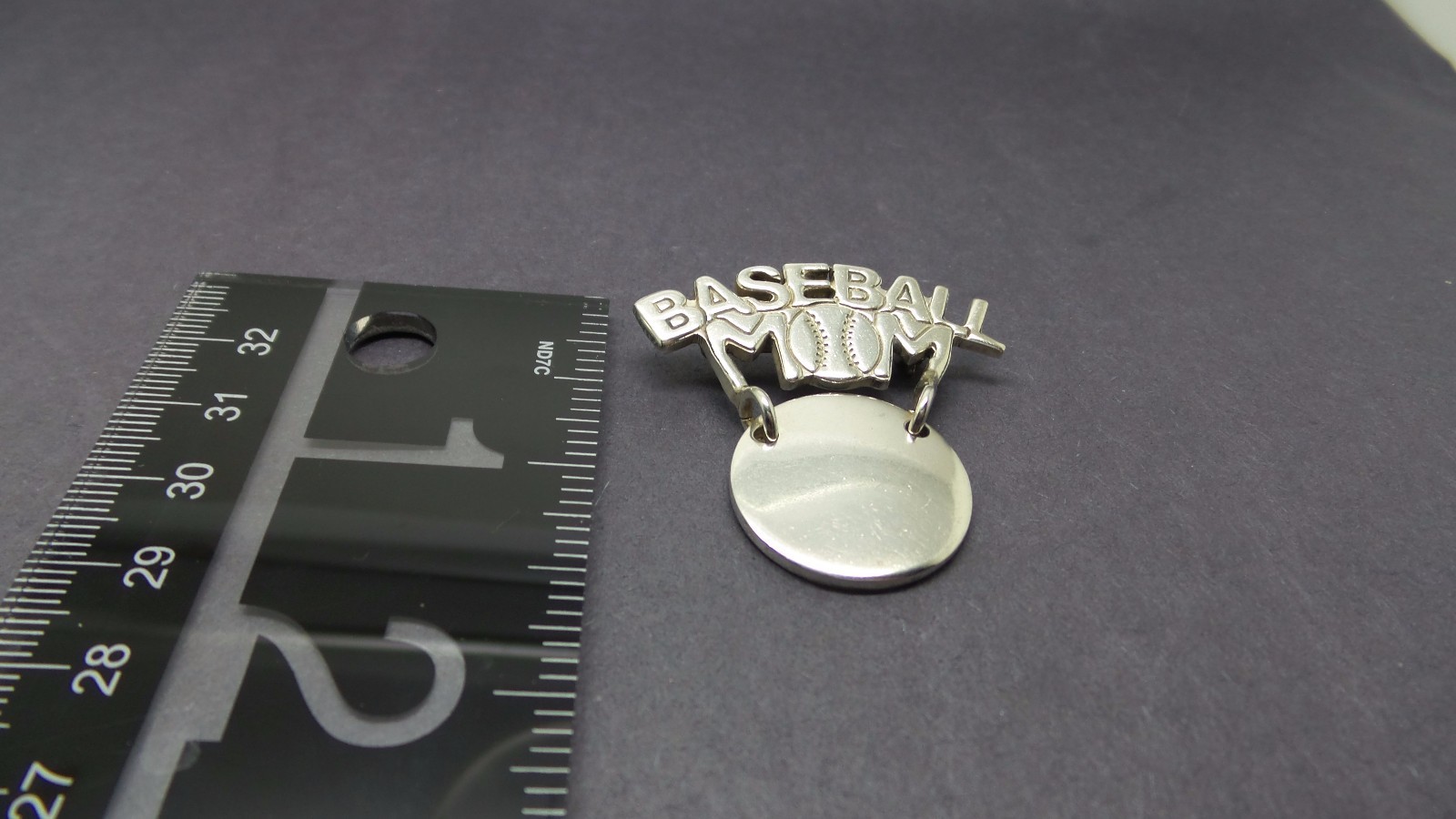 Vintage Sterling Silver Larger Round Baseball Mom Engravable Pendant ...