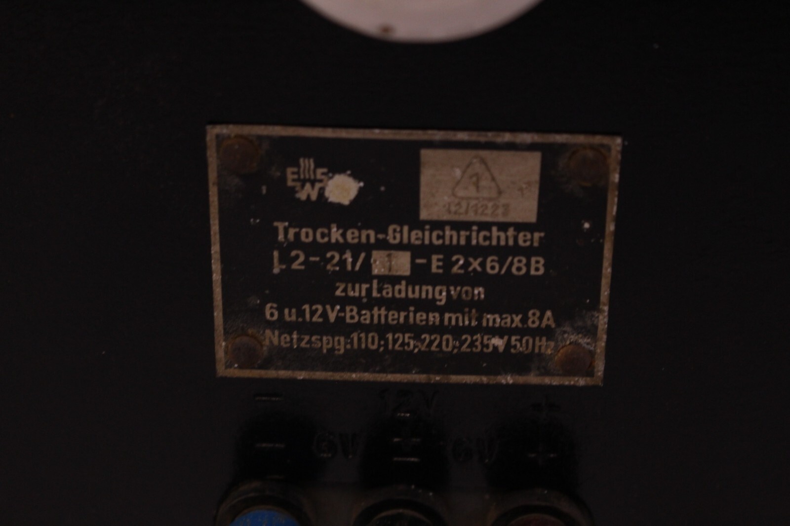 EWS Trocken Gleichrichter Ladegerät L2-21/1 für 6V 12V Batterien 50er ...