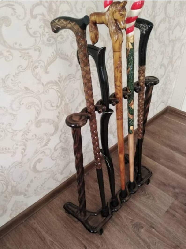 Gift Entryway Walking Stick Stand Cane Holder Wooden … - Gem