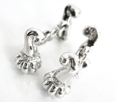 Authentic Chantecler Cornet Diamond 7P Cufflinks K18WG White Gold Lucky ...