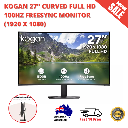 Kogan 27" Curved Full HD 100Hz FreeSync Monitor (1920 x 1080) 27 Inch ...