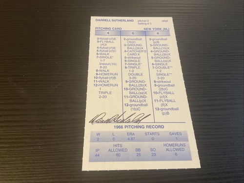 STRAT-O-MATIC Signed Card Debut.1964 Darrell Sutherland Mets 1966 | eBay
