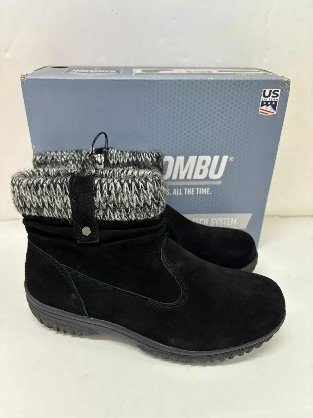 Khombu Women's Laura Black Suede Leather Winter Snow Ankle Boot Bootie ...