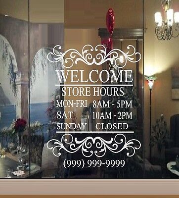 Custom Store Hours - Wall Decal or Window Decal | eBay
