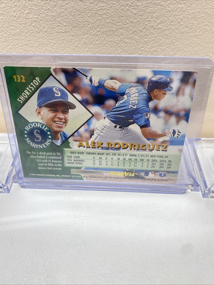 1995 Pinnacle Alex Rodriguez Rookie RC Card #132 Mariners New York ...