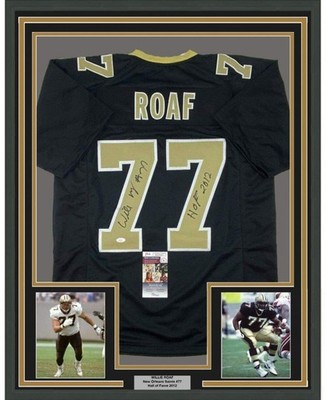 Framed Autographed/Signed Willie Roaf 35x39 New Orleans Black Jersey ...