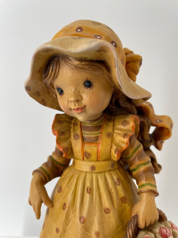 Vntg Wood ANRI Sarah Kay Garden Party Girl Figurine 7” w/Kitten #/2000 ...