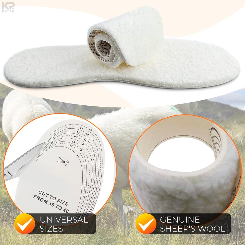 Wool Shoe Inserts - Sheepskin Insoles Women Shoe Liners for Women Mens ...
