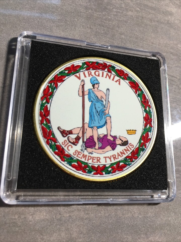 VIRGINIA State Seal Challenge Coin Colorized USA CASE IS INCLUDED! | eBay