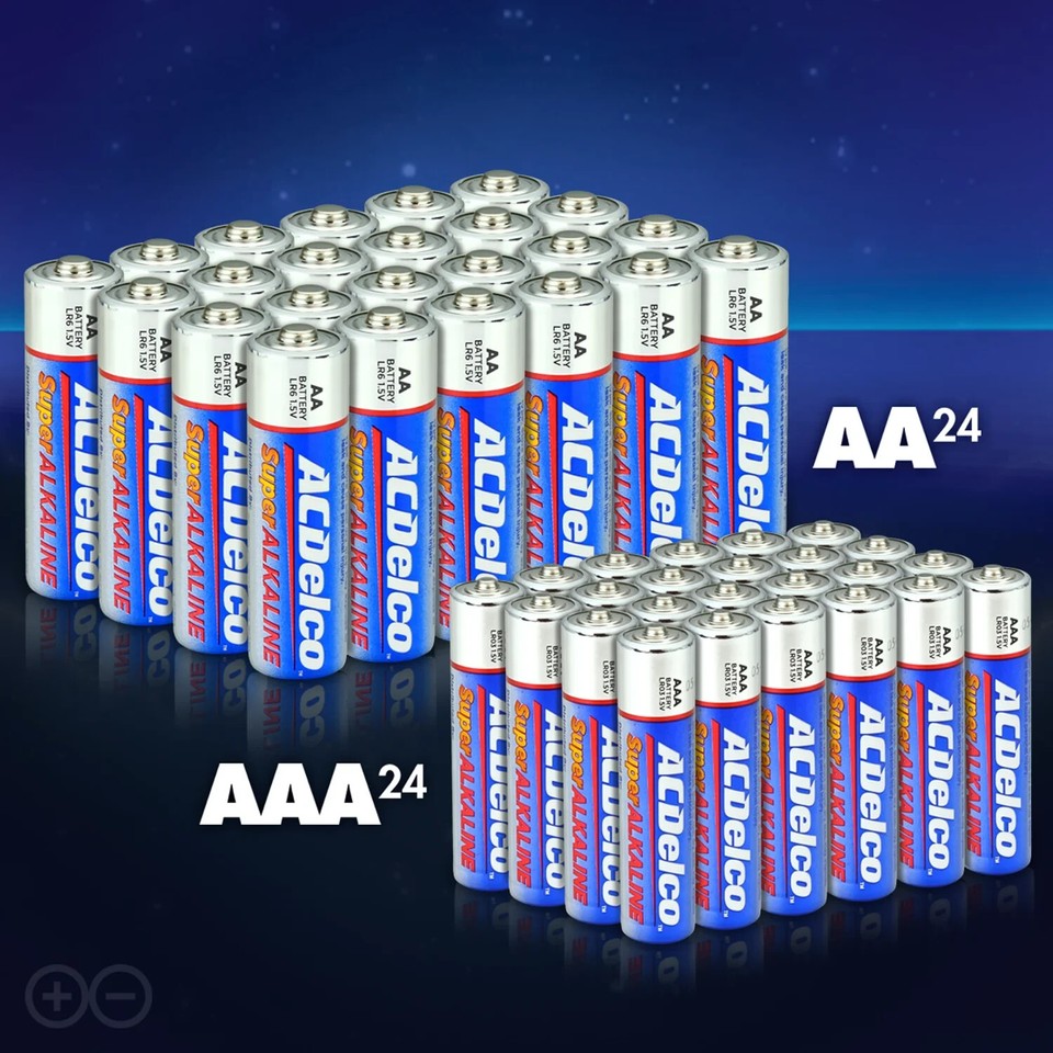 ACDelco AA and AAA Batteries, 48-Count Combo Pack Alkaline Battery, 24 ...