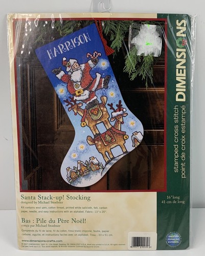 Dimensions Cross Stitch Christmas Stocking Kits Santa Stack-Up Stocking ...
