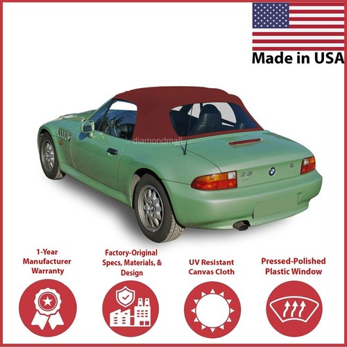 Fits BMW Z3 1996-02 Convertible Soft Top & Plastic Window Burgundy ...