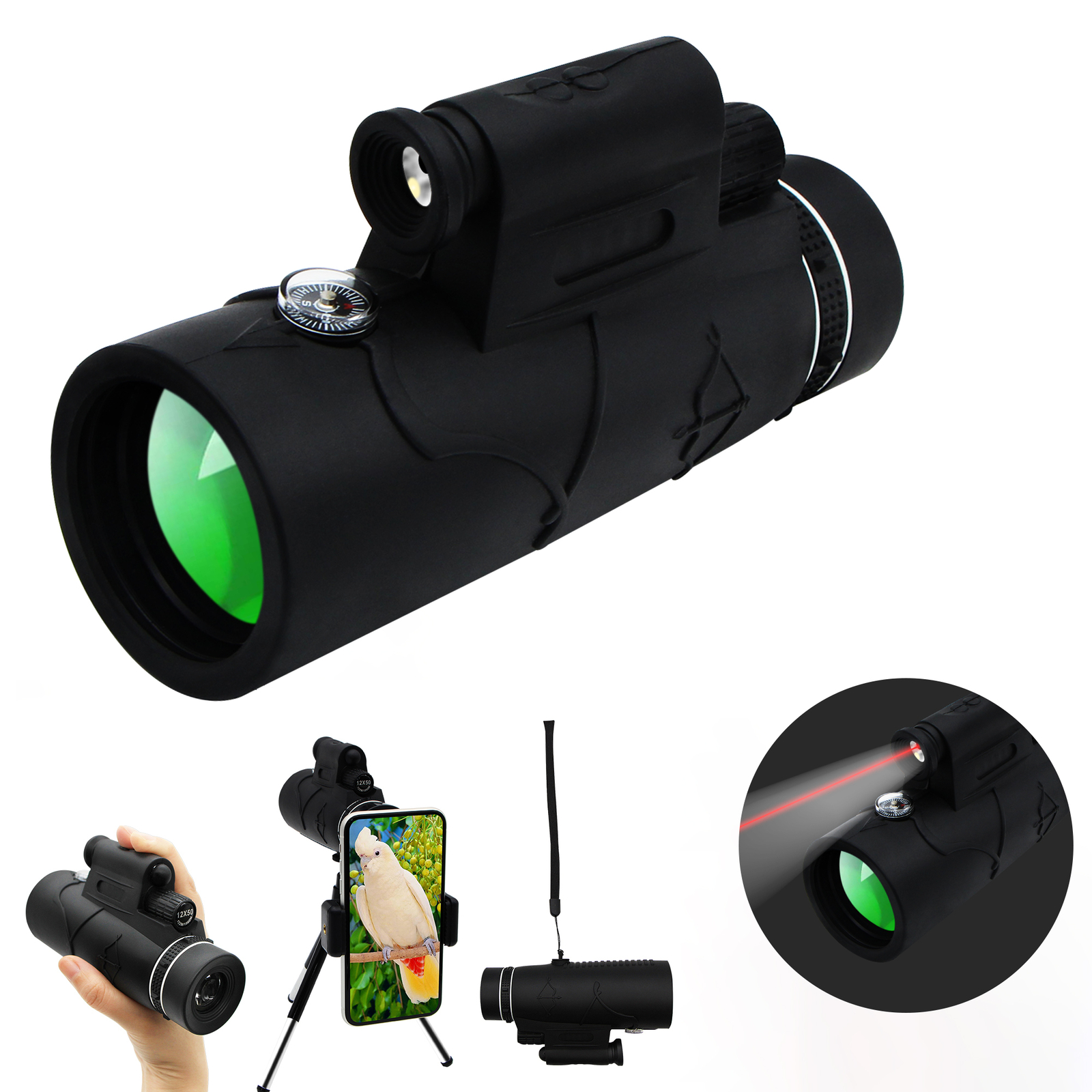 12x50 Monocular Telescope Starscope Monoculars with Smartphone Holder ...
