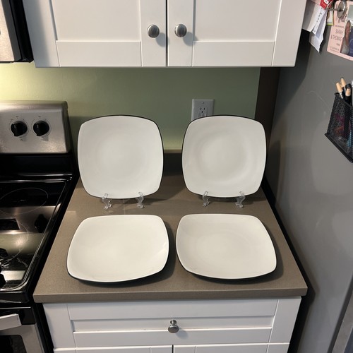 (4) or (8) Noritake Colorwave Graphite Charcoal Gray Square White ...