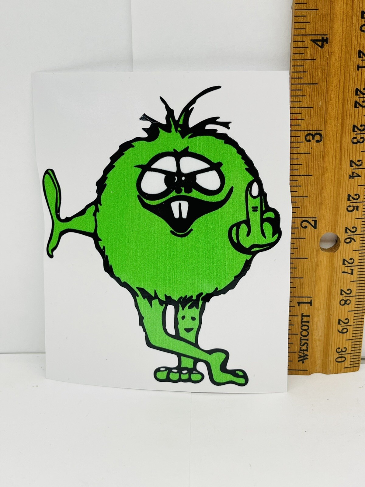 Novelty Middle Finger Monster 70's Retro GREEN 3 1/2 Inch Decal | eBay