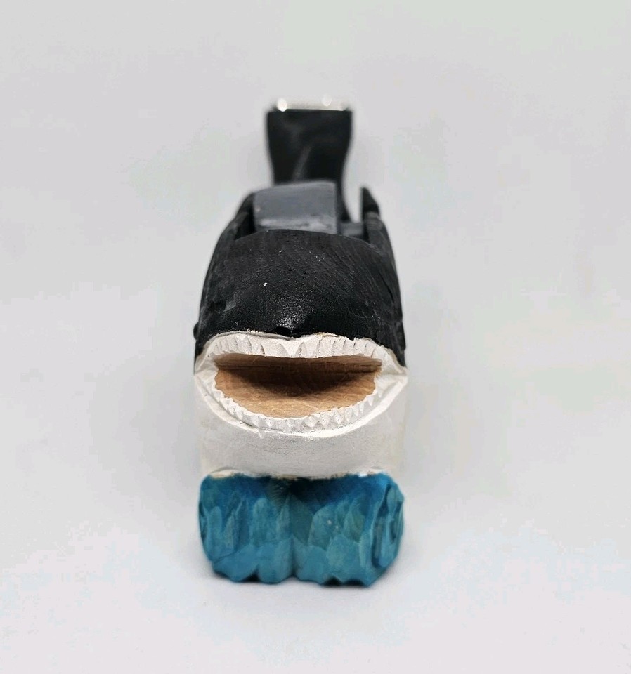 Hand Carved Hand Painted Wooden Whale Shaped Scotch Tape Holder | eBay UK