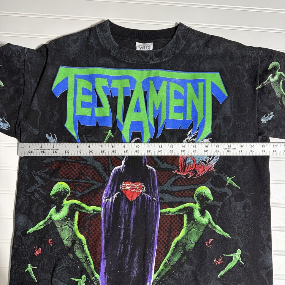 Vintage 1992 Testament AOP Metal Band Tee Shirt Sz Large RARE Wild Oats ...
