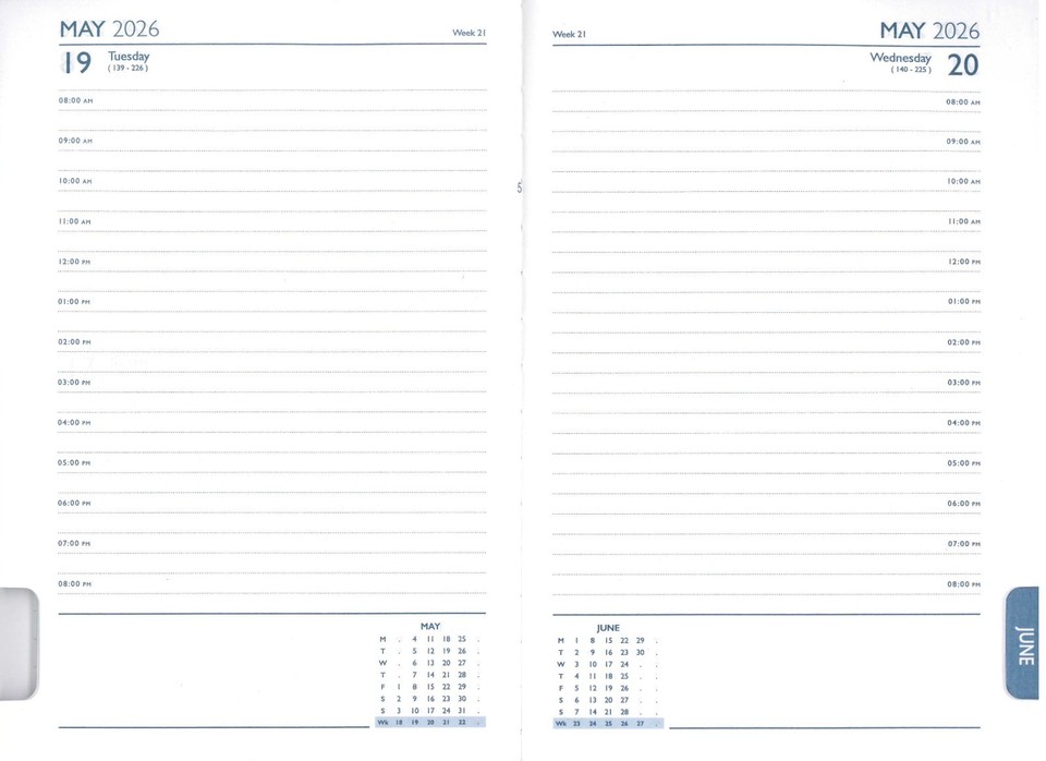 2026 A5 Day A Page Diary With Index Tabs & Pen Personal Organiser ...