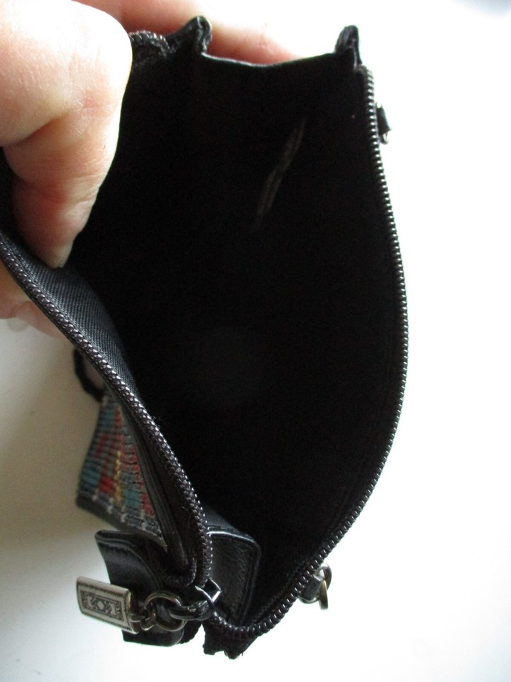 BRIGHTON small Black Leather Beads geometric Xbody HandBag Wallet Purse ...