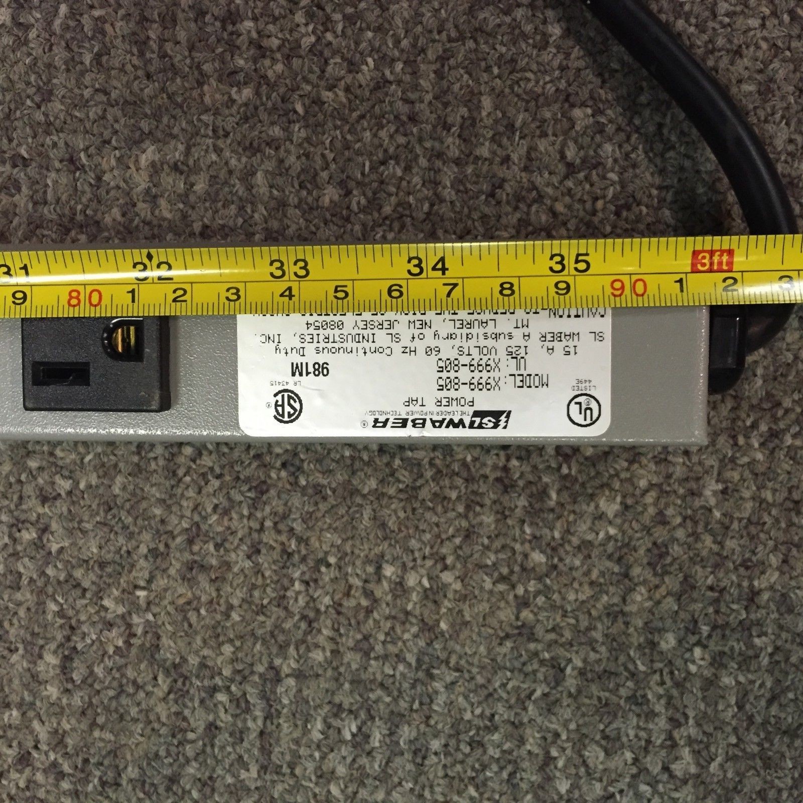 SL Waber 3ft Power Tap 10 Electrical Outlets X999-805 15A 125V 60Hz | eBay