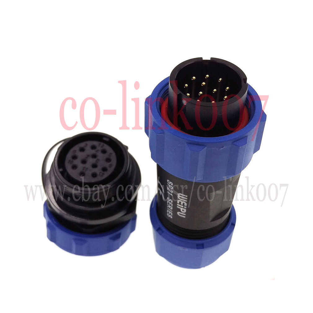 SP2110/P12 12 pin waterproof connector Male+Female LED Power cable plug ...