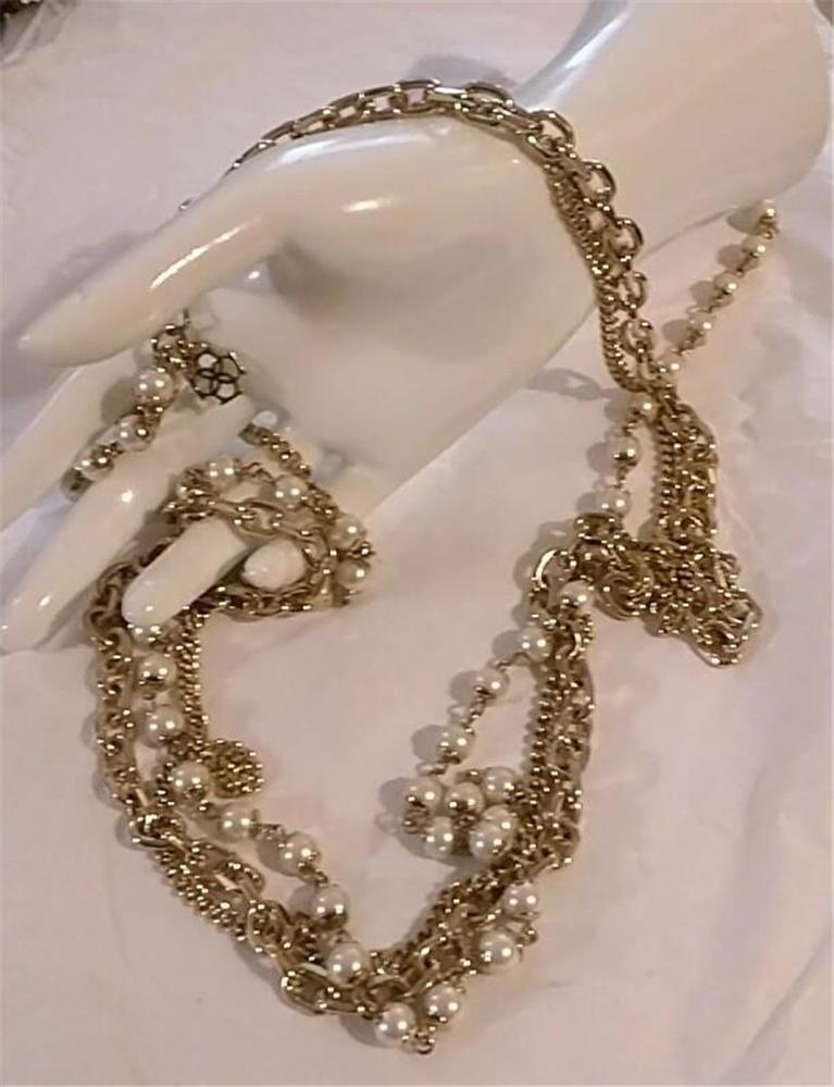 Ann Taylor Necklace 3 Strands Layered Look Gold Tone … - Gem