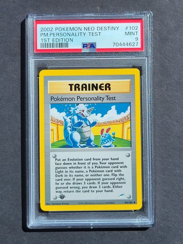 PSA 9 1ST EDITION POKEMON PERSONALITY TEST 102/105 NEO DESTINY SET ...