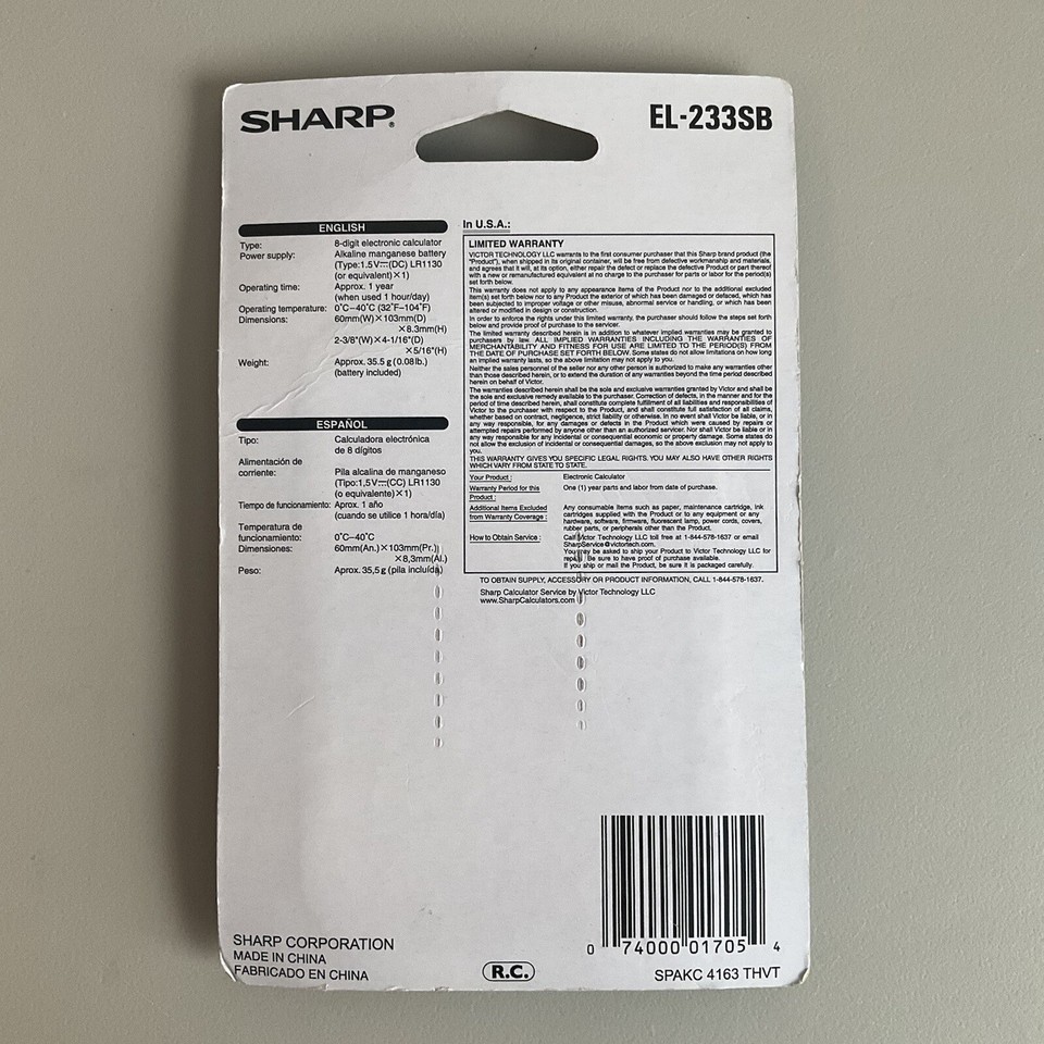 Sharp EL-233SB Handheld Calculator New & Sealed 74000017054| eBay