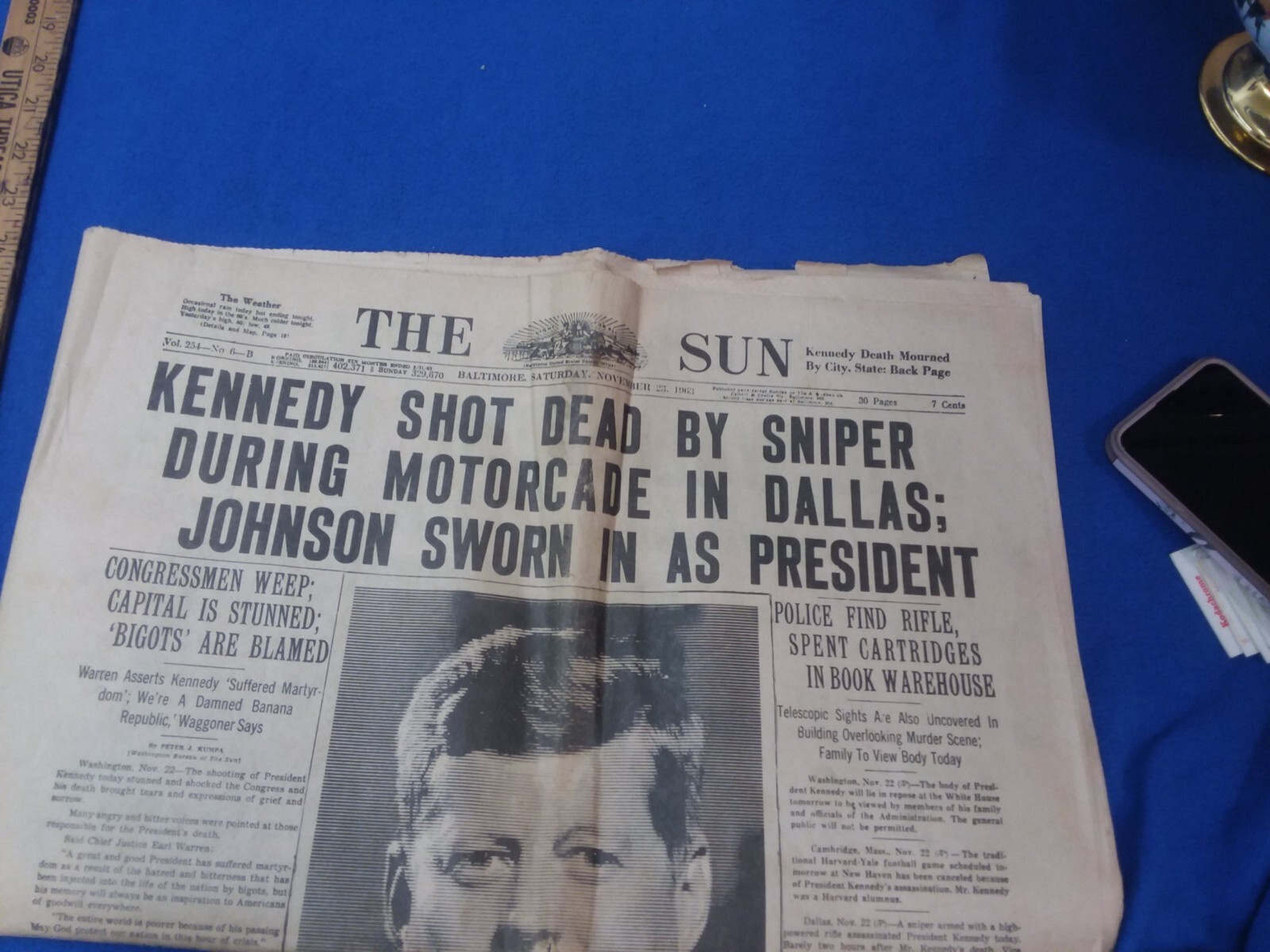 The Sun Baltimore Newspaper November 23 1963 John F Kennedy Death | eBay