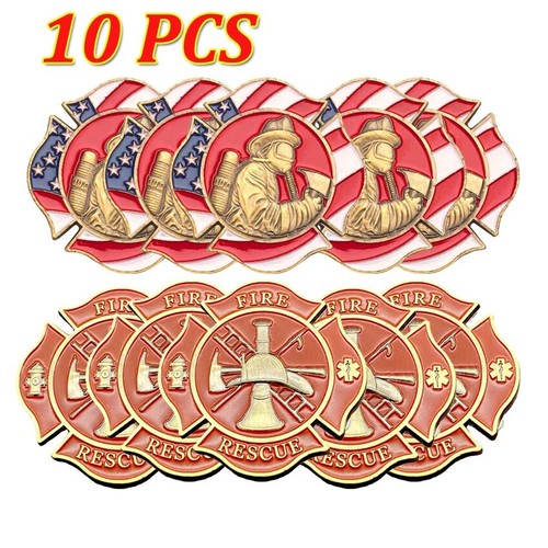 10PCS Challenge Coin US Fireman Collectible Firefighters Fire Rescue ...