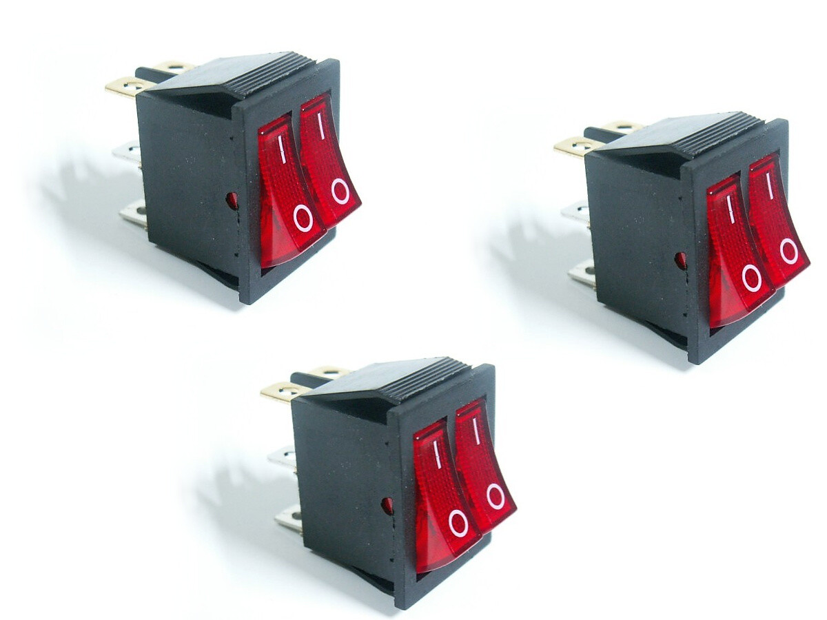 ️ Doppel Wippschalter Wippenschalter, 2x 1 polig Ein-Aus beleuchtet ...