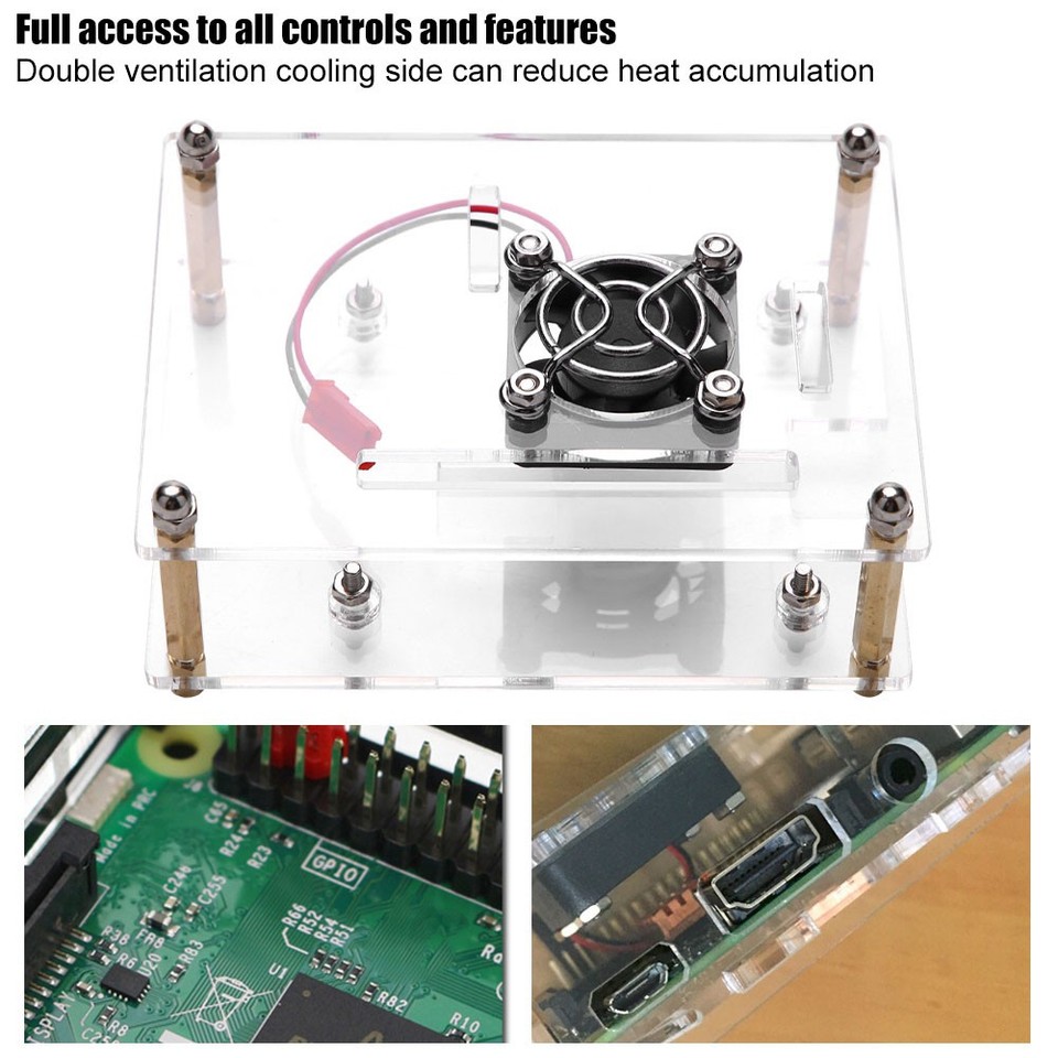 Acrylic PMMA Enclosure Box Protective Case Cooling Fan For 2 3 | eBay ...