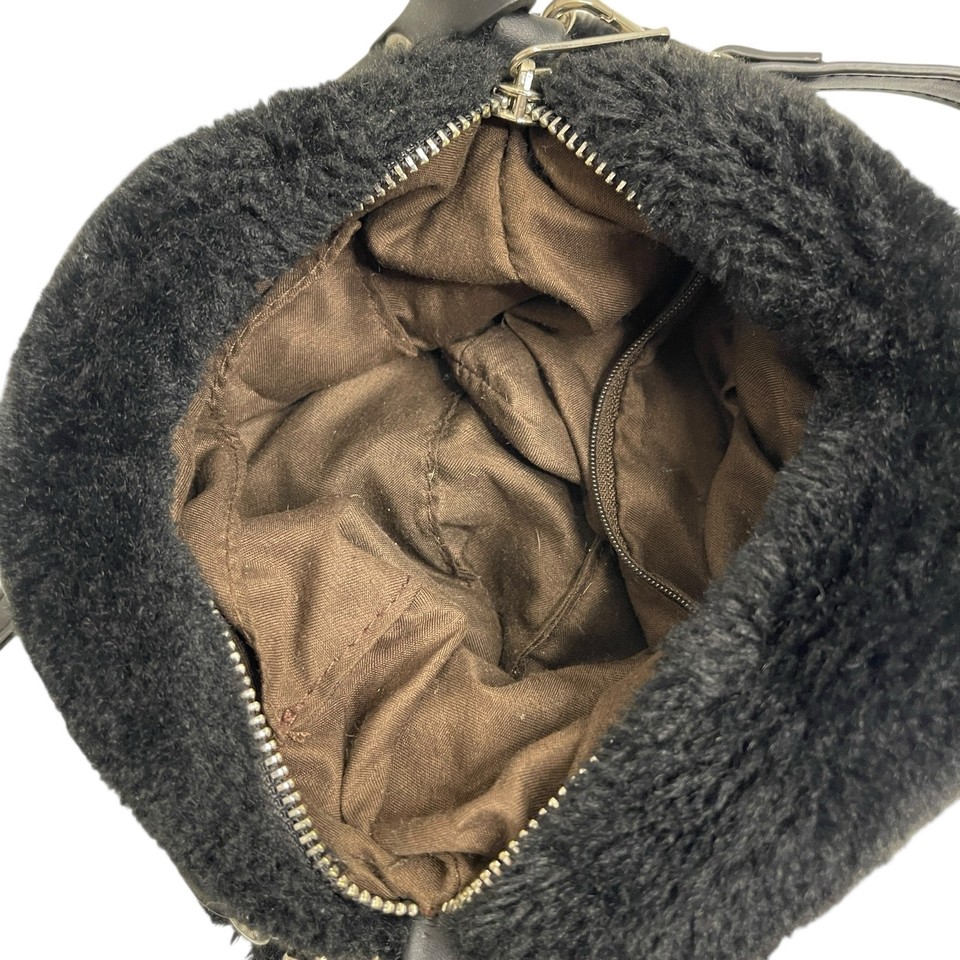 Most Wanted USA Faux Fur Crossbody Bag Silver Chain Pom Keychain USB ...