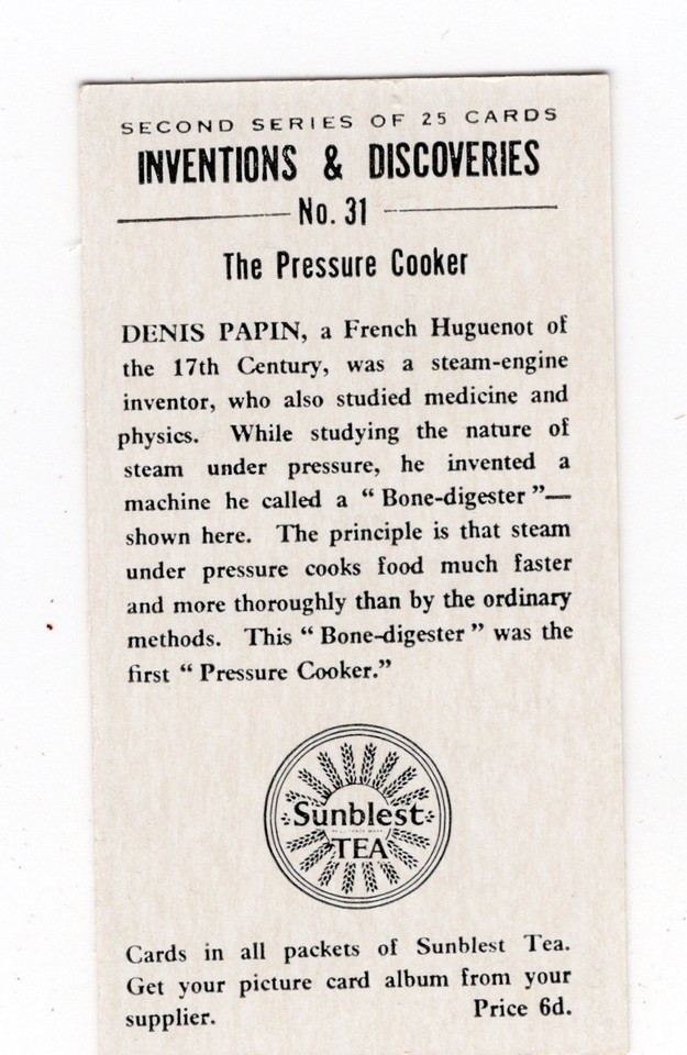 Inventions & Discoveries 1960. #31 Pressure Cooker, Denis Papin | eBay