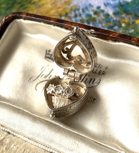 Vintage Sterling Silver Heart Box Ring Inside Charm ️ 30x15mm | eBay