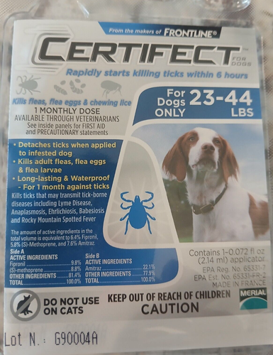 FRONTLINE Flea and Tick Treatment for Dogs 23 to 44Lbs. Single Dose ...