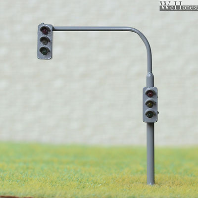2 x traffic light signal HO OO scale model railroad crossing walk led # ...
